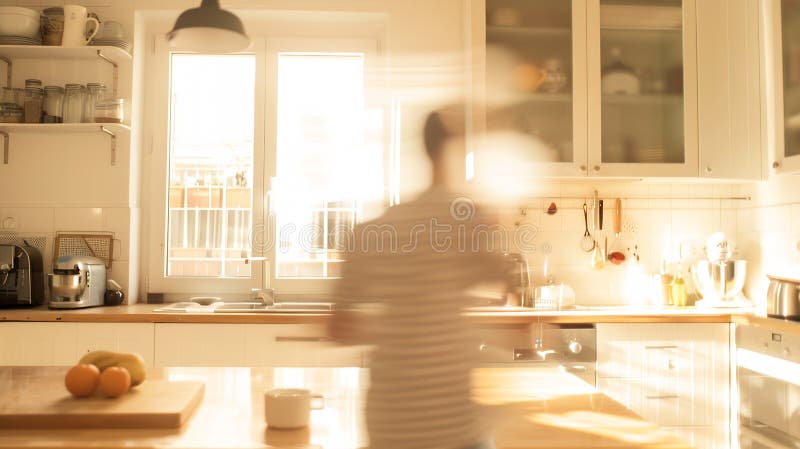 Generative AI Interior View of the Bright and Modern Kitchen with a ...