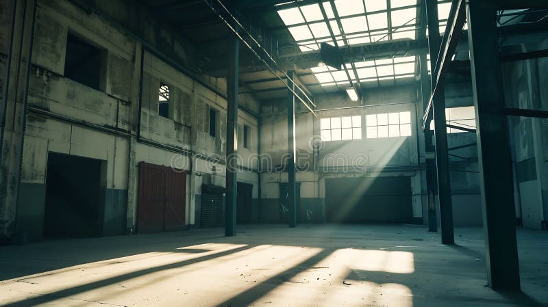 Generative AI Interior View Inside an Abandoned Factory Building ...