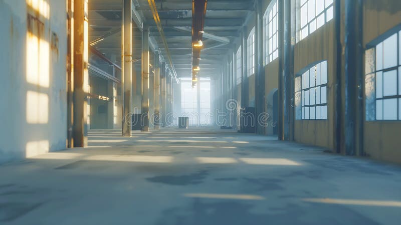Generative AI Interior View Inside an Abandoned Factory Building ...