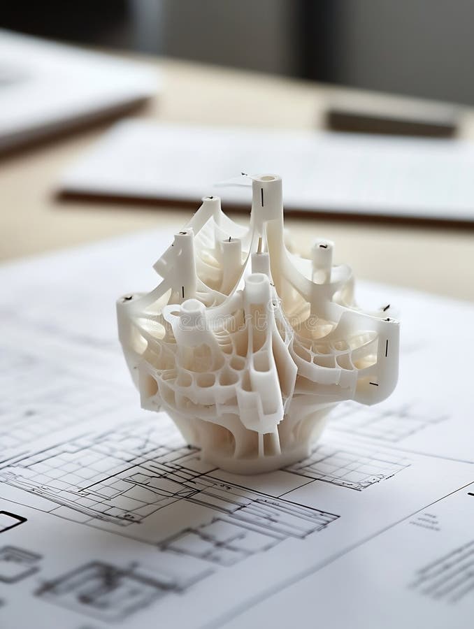 Generative AI Intricate White 3D Printed Sculpture on Architectural ...