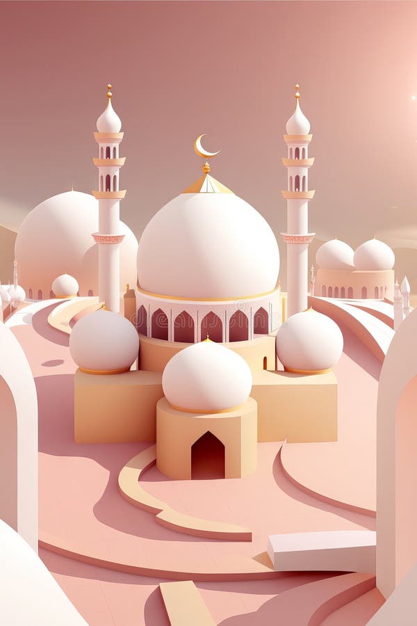 Generative AI of Mosque with Candles in the Foreground Stock ...