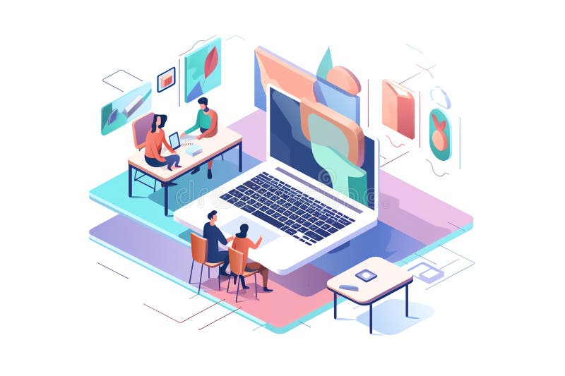 Generative AI Isometric Educational Concept- Stock Photo - Image of ...