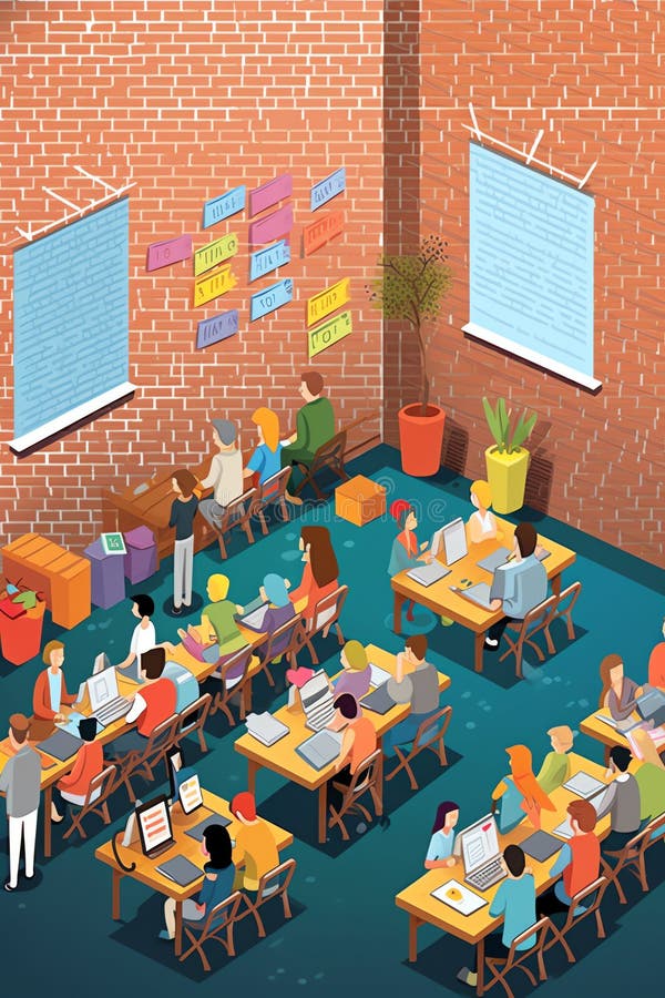 Generative AI Isometric Educational Process- Stock Illustration ...