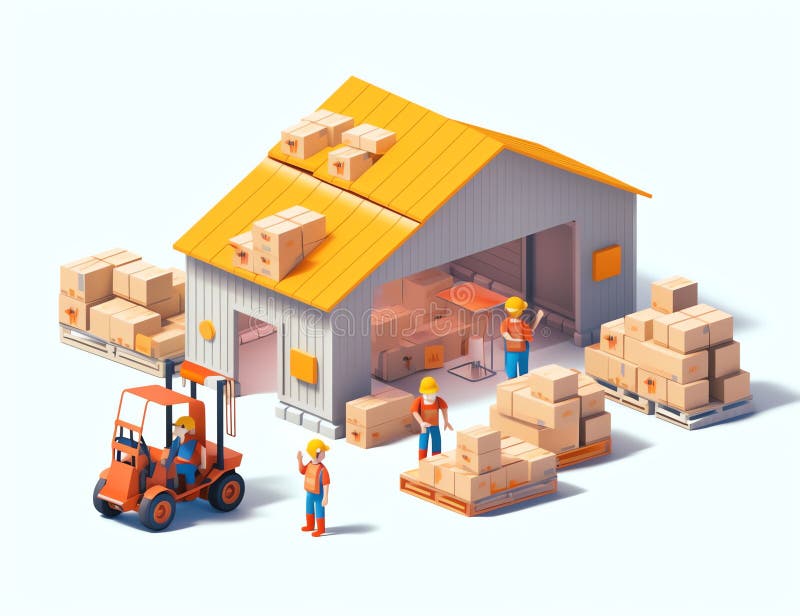 Warehouse Forklift Delivery Van Trailer Stock Illustrations – 173 ...
