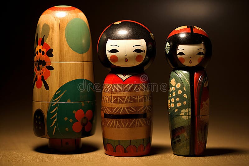 Generative Ai. Japanese Kokeshi Doll Stock Illustration - Illustration ...