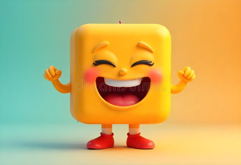 Generative AI Joyful Square Character Design: a 3D Rendering of ...