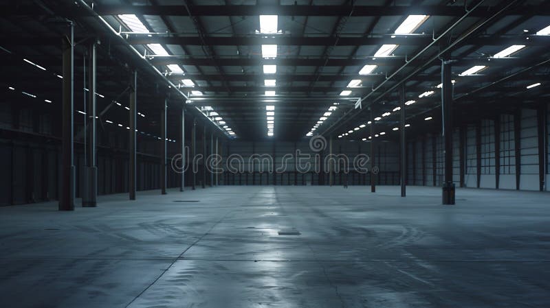 Generative AI Large Empty Warehouse Business Concept. Stock Image ... Generative AI Large Empty Warehouse Business Concept. Stock Image ...