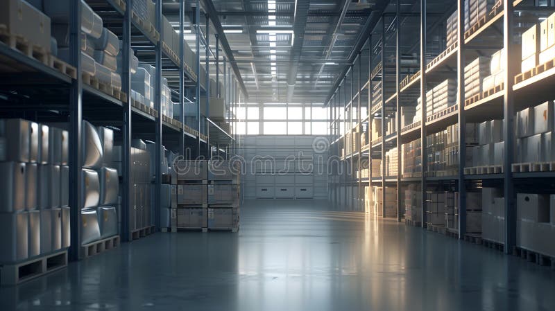 Generative AI Large Modern Storehouse with Some Goods Business Concept ...