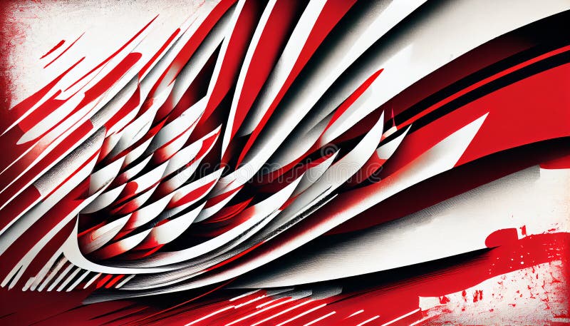 Generative AI, Layered Red and White Brushstrokes Abstract Design Stock ...
