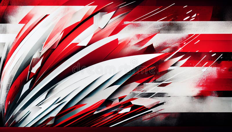 Generative AI, Layered Red and White Brushstrokes Abstract Design Stock ...