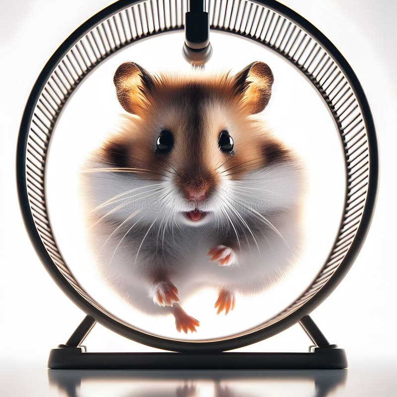 Generative AI Leaping Out of Hamster Wheel Stock Illustration ...