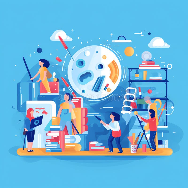 Generative AI Learning- stock illustration. Illustration of woman ...