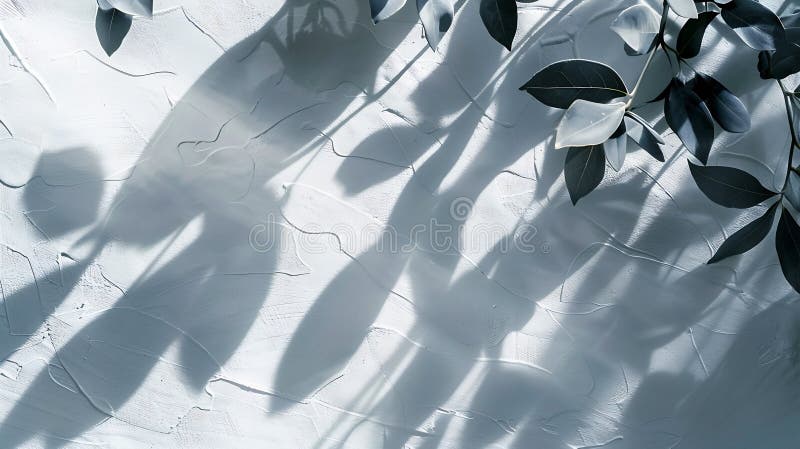 Generative AI Light and Shadow of Leaf Abstract Grey Background Natural Shadows and Sunshine ...