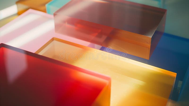 Generative AI Light through Stack of Different Colours Cast Acrylic ...
