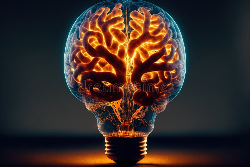 Generative AI of a Lightbulb in the Shape of a Brain Concept for ...