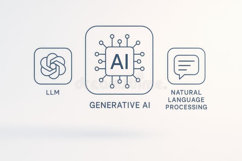 Generative Ai Llm and Natural Language Processing Stock Illustration ...