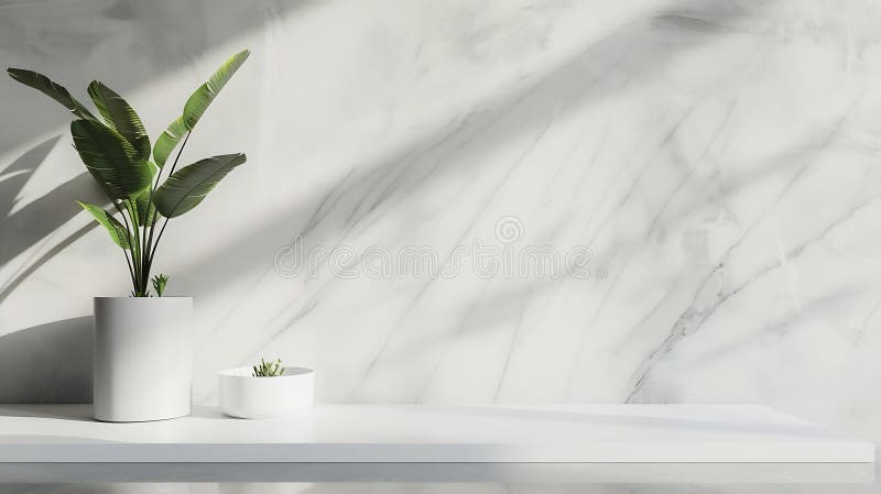 Generative AI Loft Podium White Table Marble Bg Gray Gradient ...