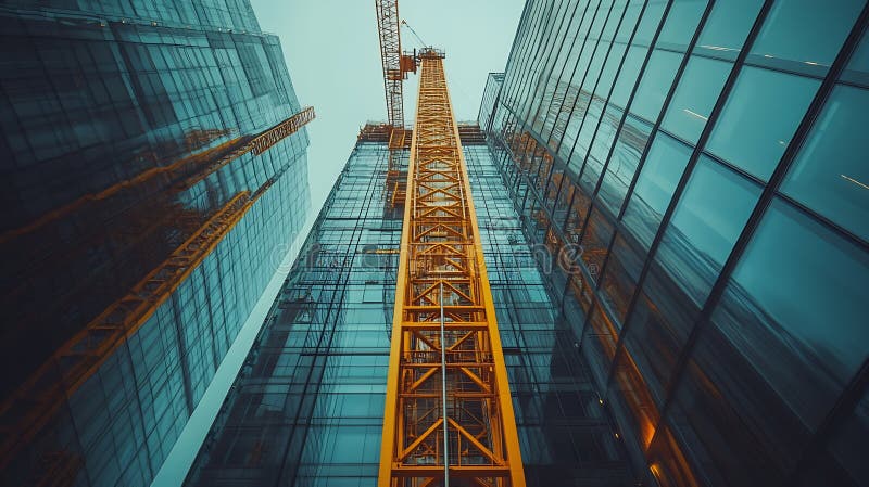 Generative AI Looking Up at the Construction Site of a Skyscraper ...