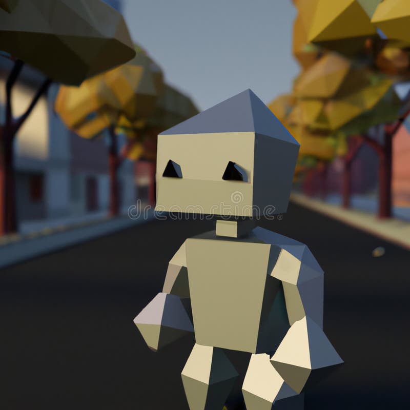 Generative AI of Low Poly Illustration with Cute Small Robot Stock Illustration - Illustration ...
