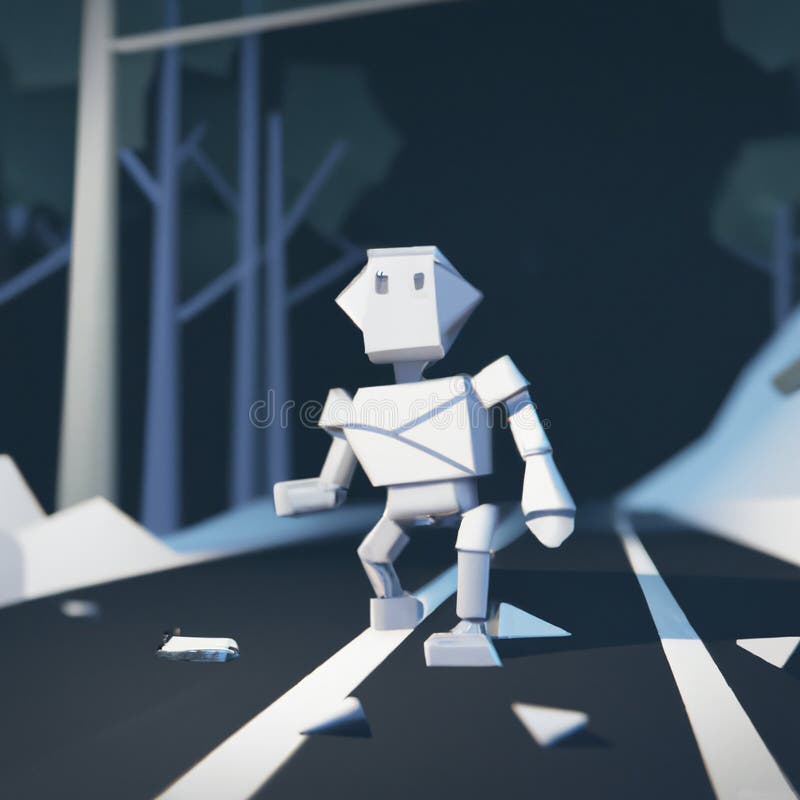 Generative AI of Low Poly Illustration with Cute Small Robot Stock Illustration - Illustration ...