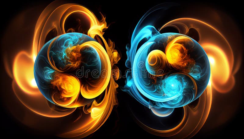 Generative AI, Luminous Fusion: Abstract Background with Two Vibrant ...