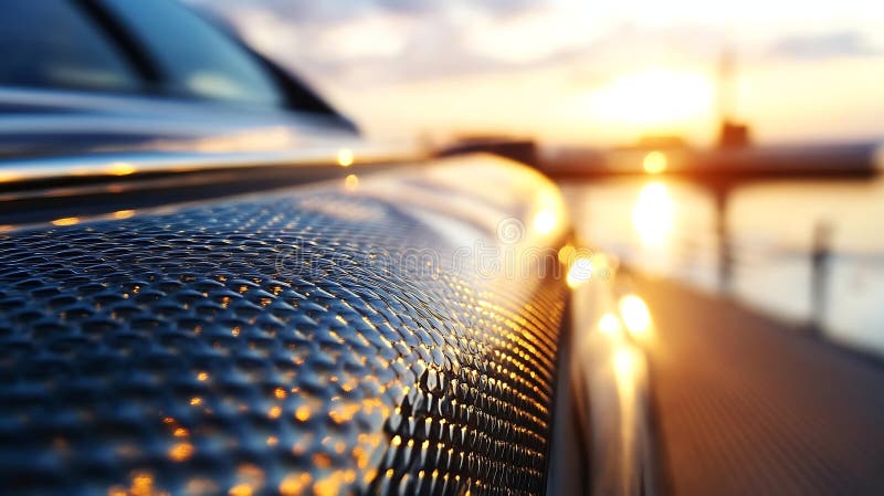 Generative AI Macro Closeup of Carbon Fiber Surface with Sunlight ...
