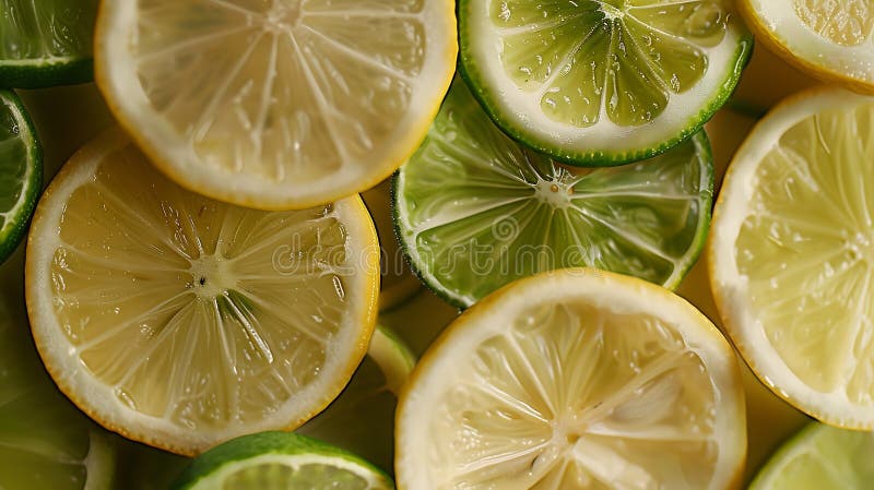 Generative AI Macro Lemon BackgroundMacro LimeLemon and Green Lime ...