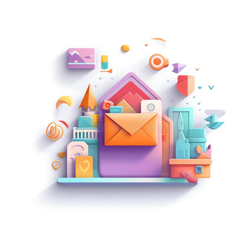 Generative AI Mail Service Concept- Stock Illustration - Illustration ...