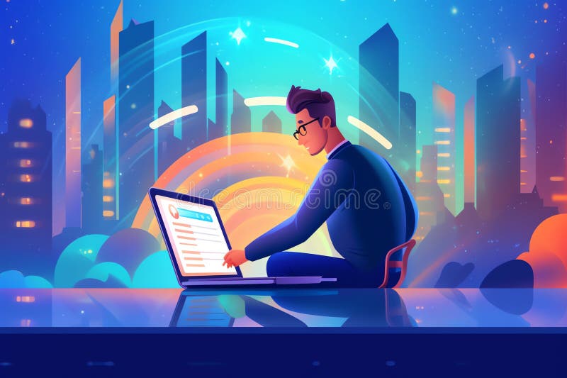 Generative AI Male Character Office Worker- Stock Illustration ...