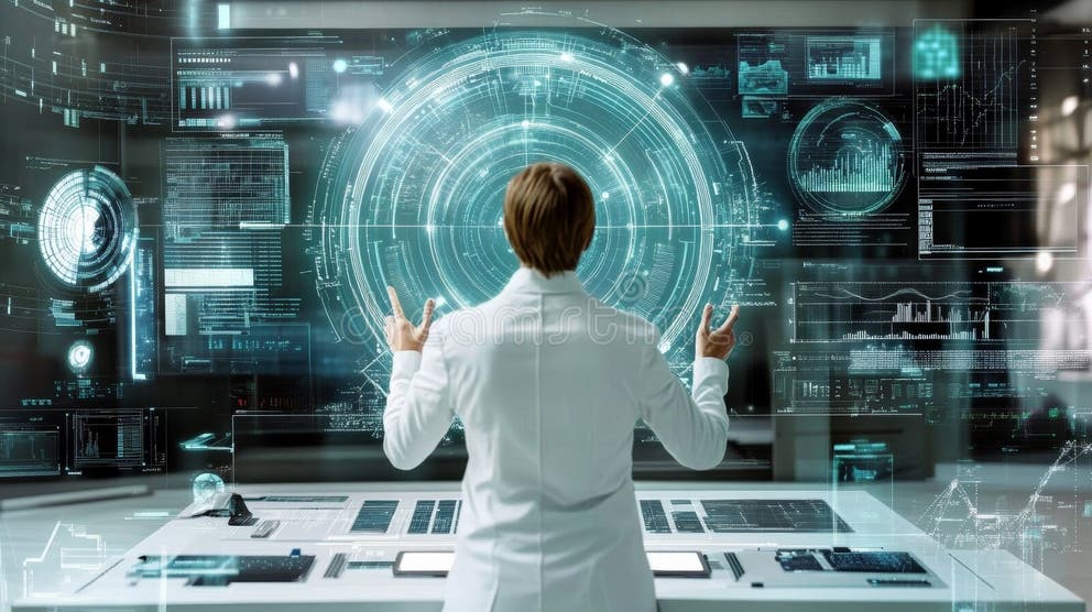 Generative AI Manager Technologist Analyzing Complex Data in a Modern ...