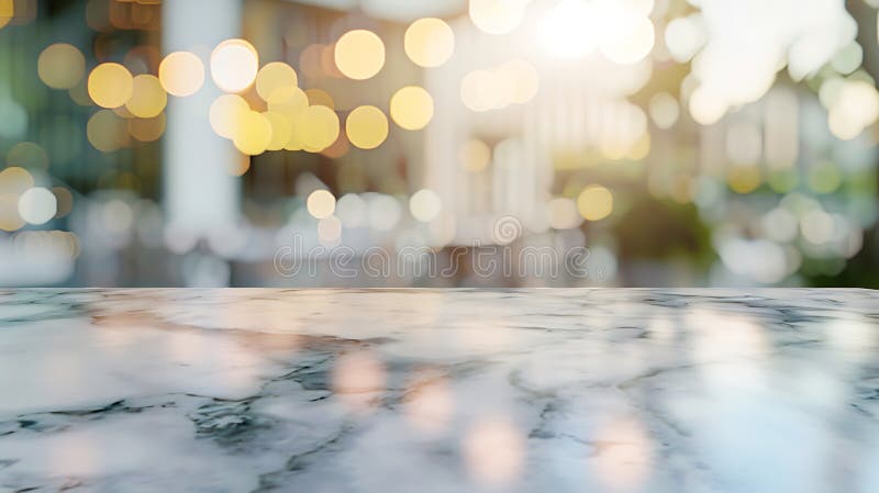 Generative AI Marble Table Top with Blurred Abstract Cafe Restaurant ...