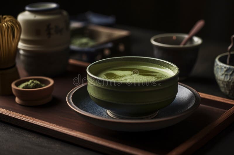 Generative ai. Matcha tea stock illustration. Illustration of organic ...
