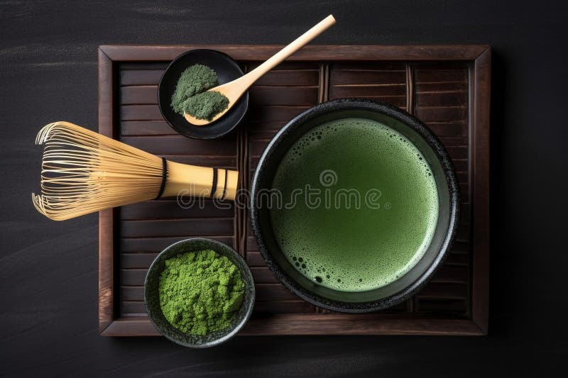 Generative ai. Matcha tea stock illustration. Illustration of herb ...
