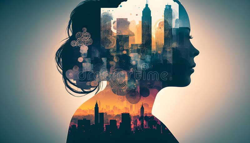 Generative AI.Meditative Reflection: Woman Projecting Her Thoughts ...