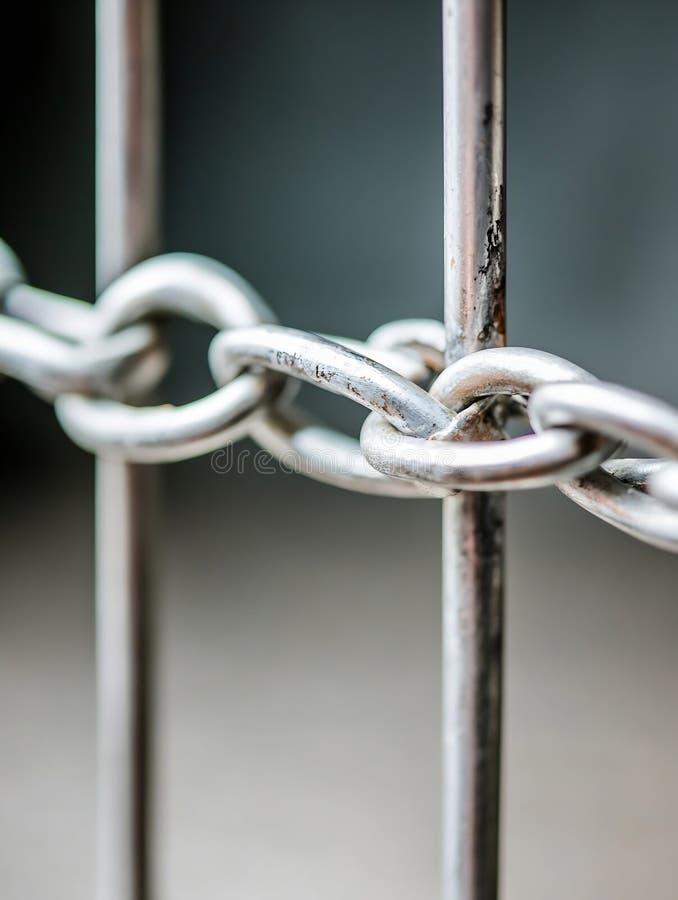 Generative AI Metal Chain Links Closeup Symbolizing Security and ...