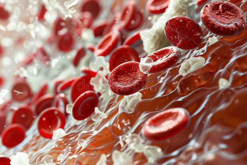 Microscopic View of Blood Flow Red Blood Cells Platelets Plasma Flowing ...