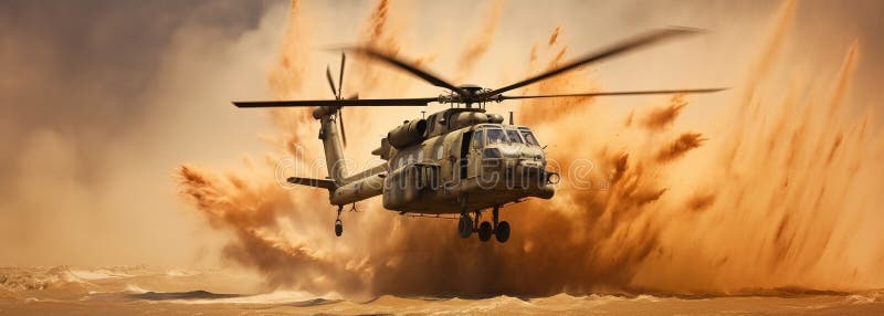 Generative AI, Military Helicopter Takes Off in Thick Dust Stock ...
