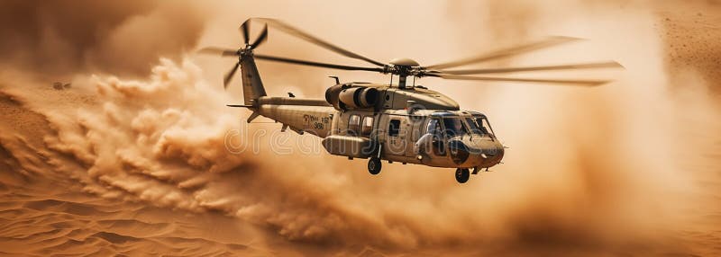 Generative AI, Military Helicopter Takes Off in Thick Dust Stock ...