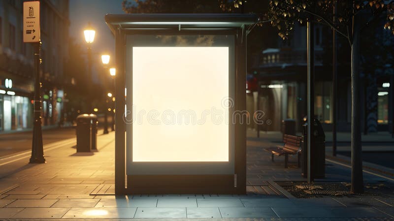Generative AI Mockup of Blank Light Box on the Bus Stop Business ...