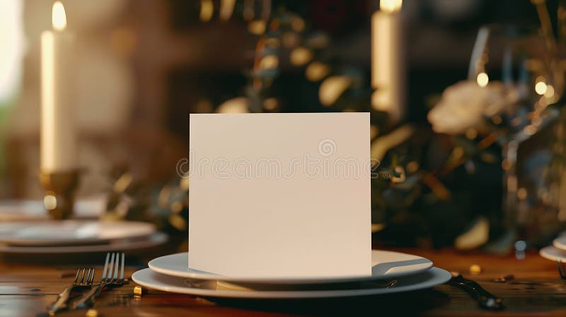 Generative AI Mockup White Blank Space Card for Greeting Table Number ...