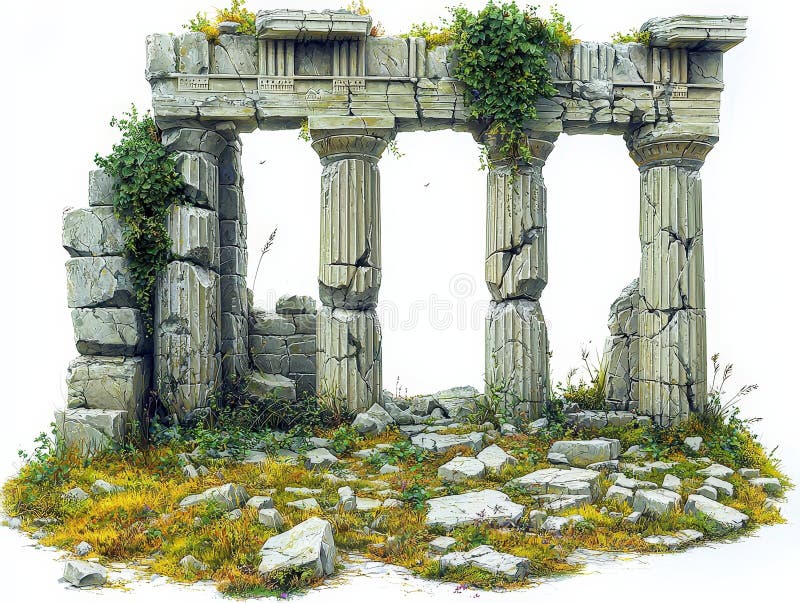 Model of an Ancient Stone Temple Structure Displayed on a Wooden Table ...