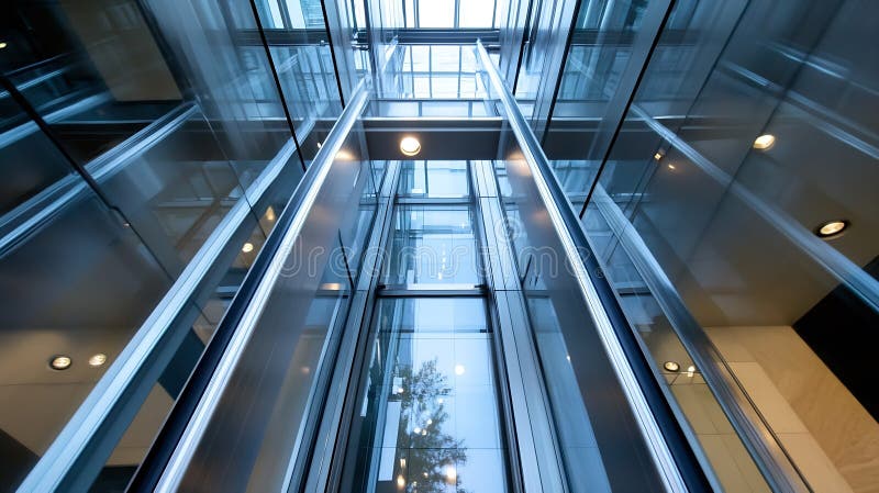Generative AI Modern Architectural Interior Featuring Glass Elevators ...