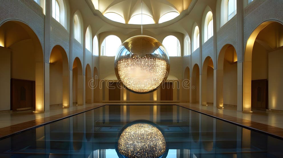 Generative AI Modern Architecture with Sphere of Light Installation in ...
