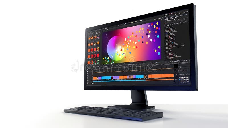 Generative AI Modern Computer with Graphic Editor Software on Screen ...