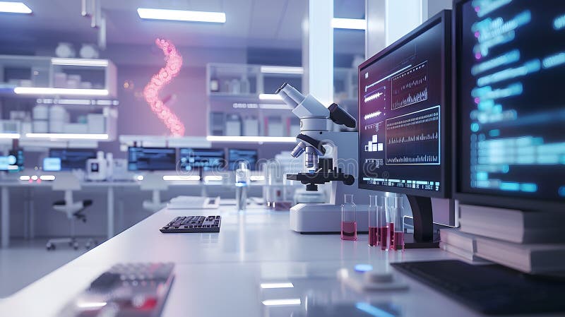 Generative AI Modern Empty Biological Applied Science Laboratory with ...