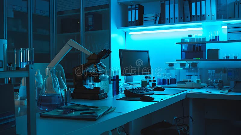 Generative AI Modern Medical Research Laboratory Empty Workplace of a ...