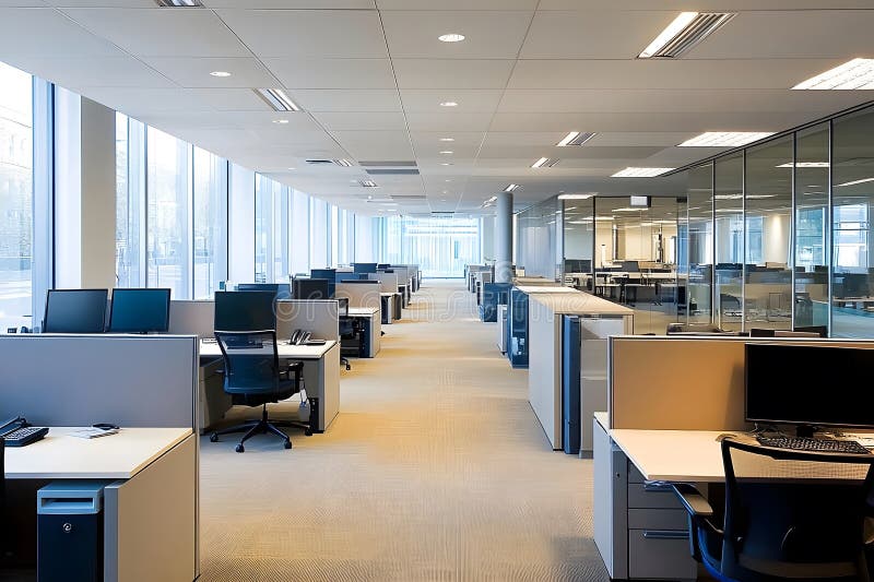 The Modern Open-plan Office with Organized Layout. Generative AI Stock ...