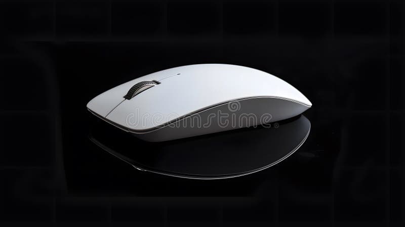 Generative AI Modern Slack Wireless White Computer Mouse on Black ...