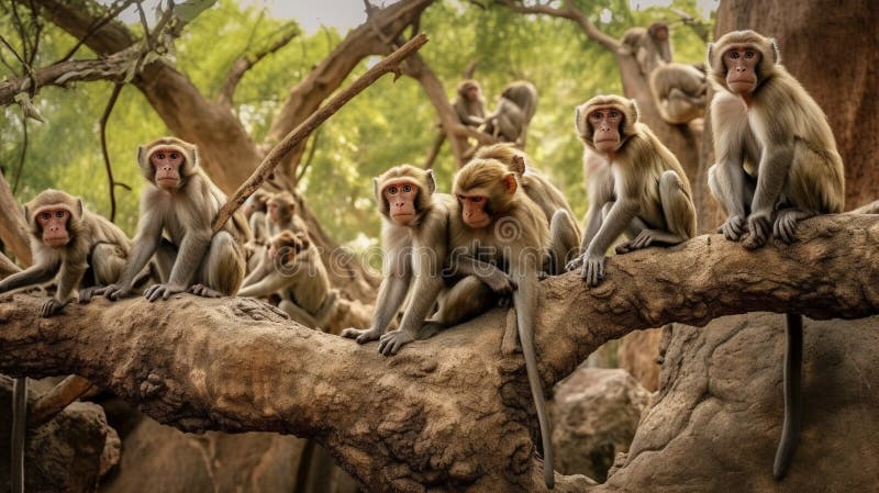 Monkeys_on_a_tree_1690599258836_5 Stock Illustration - Illustration of ...