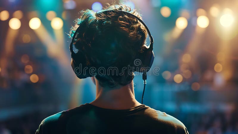 Generative AI Motivational Speaker with Headset Performing on Stage ...